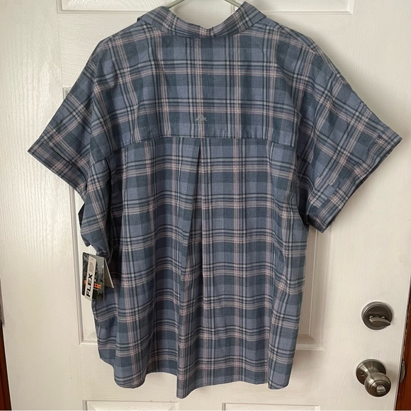Tops | Ridgecut Nwt Womens Blue Plaid Button Down Short Sleeve Shirt | Poshmark
